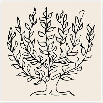 Posterlounge Der schlichte Baum, 1951 - Henri Matisse Poster von Henri Matisse 20 x 20 cm Schwarz-Weiß Wandbilder Wanddeko