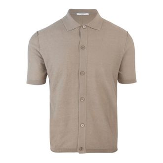 Paolo Pecora Homme, Pulls, Beige, Taille: XL Chemise en tricot coupe droite Boutonni&egrave;re
