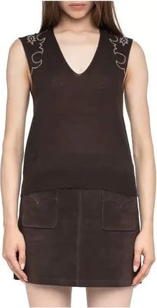 Zadig&Voltaire Femme, Tops, Brun, Taille: 38 FR Vicky West Strass Sweater