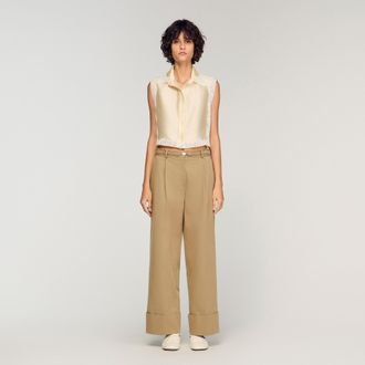 Sandro Chemise courte &agrave; d&eacute;tails dentelle