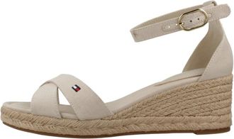 Tommy Hilfiger Femme, Chaussures, Beige, Taille: 38 EU Mid Wedge Espad X Cross