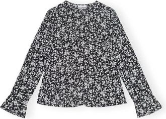 Ganni Femme, Blouses et Chemises, Multicolore, Taille: 40 FR Chemisier imprimé en crêpe col rond