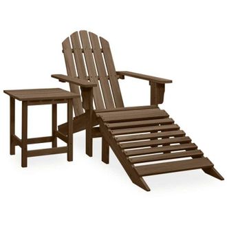 vidaXL Adirondack-Gartenstuhl mit Fu&szlig;st&uuml;tze & Tisch Tannenholz Braun vidaXL