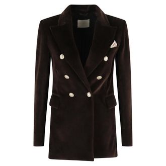 Circolo 1901 Femme, Vestes, Brun, Taille: 44 FR Veste Bleue en Chenille à Double Boutonnage