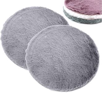 Heimtexland 2er Pack Sitzkissen Fellimitat Hase flauschig weich wärmend Stuhlauflage Kunstfell Vegan Fell Sitzauflage Bank Kissen Chalet Deko Holzbank Stuhlkissen