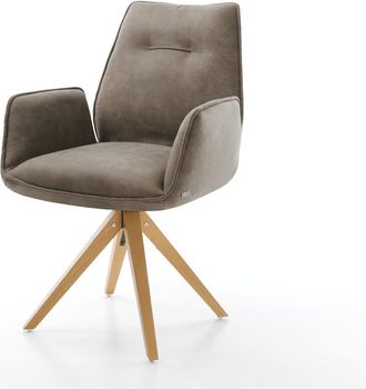 DELIFE Esszimmerstuhl Zoa-Flex Mikrofaser Taupe Vintage Holzgestell kantig Natur Taschenfederkern, Esszimmerst&uuml;hle