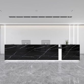 Generic Empfangstisch mit Ambientelichtern, stehender Empfangstresen mit gestuftem Stauraum, E1-Qualitäts-Bürorezeptionstisch für Unternehmen/Hotels/Lobbys,D,