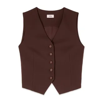 Oltre Femme, Vestes, Brun, Taille: 36 FR Gilet en cr&ecirc;pe