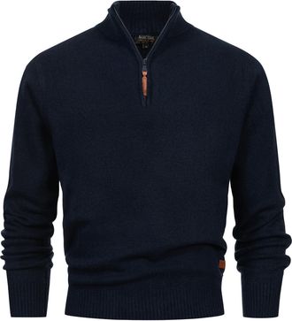 Indicode Herren INTrax Half Zip Feinstrickpullover mit Stehkragen und Rei&szlig;verschluss | Strickpullover f&uuml;r M&auml;nner Sky Captain, XL