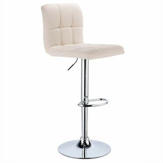 Woltu 1 x Barhocker Barstuhl Tresenhocker Stuhl drehbar und höhenverstellbar Tresen Hocker Leinen Cremeweiß - Woltu