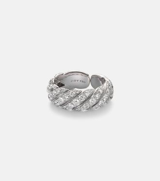David Yurman Bague Sculpted Cable en or blanc 18 ct et diamants