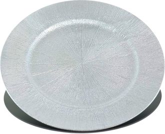 Gasper Weihnachtsdeko Teller Silberfarben mit Strukturoberfläche Ø 33 cm - Kunststoff