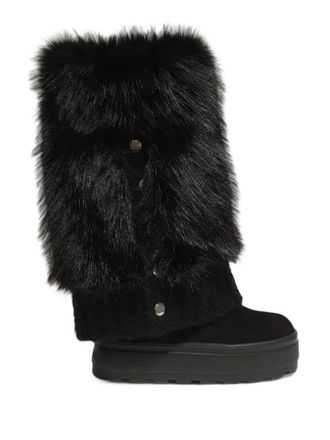 Casadei Stiefel mit Faux Fur - Schwarz