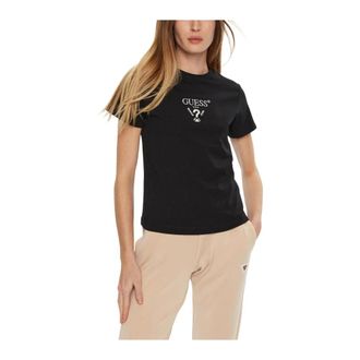 Guess Femme, Tops, Noir, Taille: 42 FR T-shirt imprim&eacute; &agrave; manches courtes et col rond