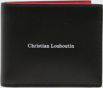 Christian Louboutin Bifold-Geldb&ouml;rse aus Kalbsleder mit Kontrastlogo
