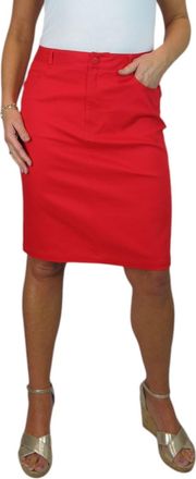 Paulo Due Damen-Bleistiftrock Aus Schwerer Baumwolle, Jeans-Stil, Lässig Rot 34-46 (44)