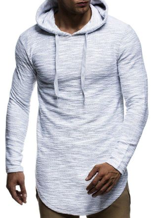 LEIF NELSON Herren Kapuzenpullover Slim Fit Baumwolle-Anteil Basic weißer Männer Hoodie Kapuzenshirt Pulli Langarm Jungen schwarzer Pullover-Shirt mit Kapuze LN63