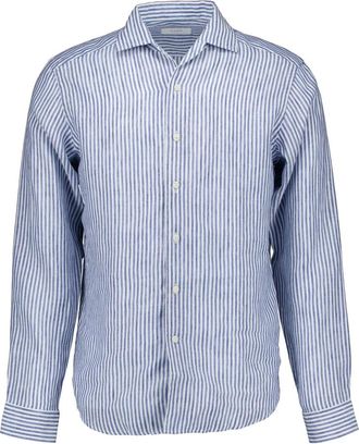 Eton Homme, Chemises, Bleu, Taille: XL Chemise en Lin &agrave; Rayures