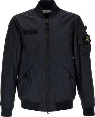 Stone Island Homme, Vestes, Bleu, Taille: XL Blouson Bomber en Coton Stretch