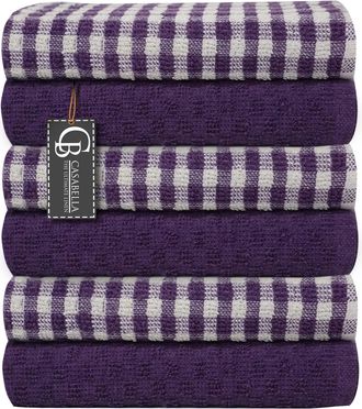 Casabella 6 St&uuml;ck Frottee Baumwolle K&uuml;che Geschirrt&uuml;cher Weiche K&uuml;che Geschirrtuch Set, Hochsaugf&auml;hige Geschirrt&uuml;cher & Barhandtuch Unschlagbarer Preis (6 St&uuml;ck