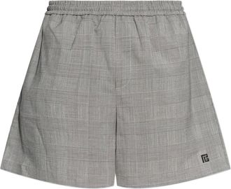Balmain Homme, Shorts, Gris, Taille: S Short Relax Coupe D&eacute;contract&eacute;e en Satin Prince de Galles