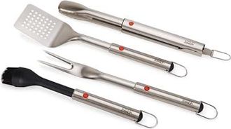 Joseph Joseph GrillOut 4-teiliges Edelstahl BBQ-Utensilien-Set mit Aufbewahrungsetui, Bürste, Zange, Wender & Gabel, Teleskopgriff, Aufhängeschlaufen