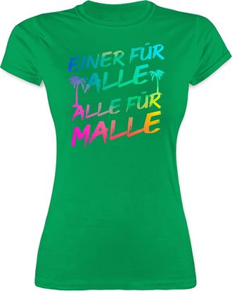 Shirtracer Shirt Damen - Urlaub - Einer f&uuml;r alle Alle f&uuml;r Malle I Mallorca Party I Malle f&uuml;r alle - M - Gr&uuml;n - Mallorca-t-Shirt t Reise Tshirt Outfit t-Shirt spr
