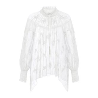 Elisabetta Franchi Bluse aus Spitze mit R&uuml;schen - - Blouses & Shirts - Damen - Beige - M
