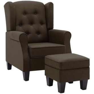 vidaXL Sessel mit Fu&szlig;hocker Braun Stoff vidaXL
