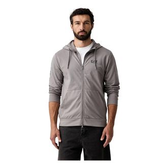 Emporio Armani SweaT-shirt &agrave; capuche zipp&eacute; en coton Logo Series - Homme - Sweatshirts et sweats &agrave; capuche - Gris - Taille: M