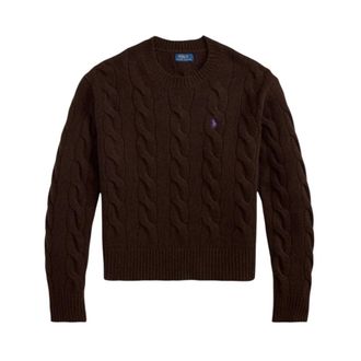 Polo Ralph Lauren Pull col rond en maille torsad&eacute;e - Femme - Pulls - Brun - Taille: 36 FR