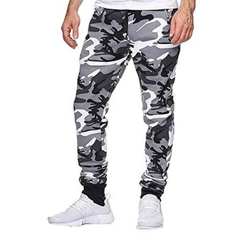 Generic Pantalon cargo baggy camouflage pour homme - Pantalon de loisirs d&eacute;contract&eacute; - Respirant - Avec poches et cordon de serrage - Pantalon long tendance -