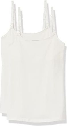 Amazon Essentials Débardeur de Maternité Adapté à lAllaitement avec Bretelles Réglables et Soutien-Gorge Intégré Femme, Lot de 2, Blanc, XXL