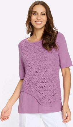Witt Strickpullover 2-in-1-Pullover Kurzarm Ajour, Jersey