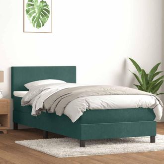 vidaXL Vidaxl - Giroletto A Molle Con Materasso Verde Scuro 80x220 Cm Velluto
