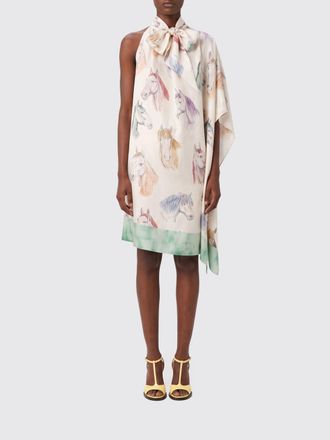 Moschino Mini-robe asym&eacute;trique en soie &agrave; imprim&eacute; graphique