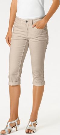 Heine 3/4-Hose HEINE, Damen, Gr. 34, Normalgr&ouml;&szlig;en, beige (sand), 98% Baumwolle, 2% Elasthan, unifarben, knielang, Hosen, Topseller