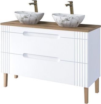 Comad Meuble double vasque &agrave; poser sur pieds 120 cm - Oceanie White - Livraison gratuite