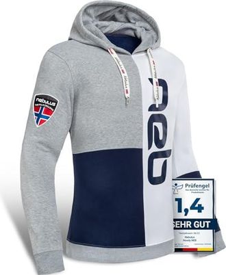 Nebulus Sweat à capuche NEB pour homme, pull en coton, sweat à capuche élégant avec cordon de serrage, bleu marine/blanc/gris, XL