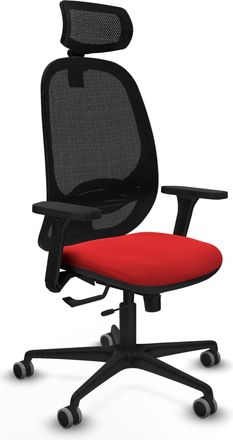 Piqueras y Crespo B&uuml;rostuhl mit 24-Stunden-Nutzungszertifikat, mit 3D-Armen, h&ouml;henverstellbare Lendenwirbelst&uuml;tze und h&ouml;henverstellbares Kopfteil, Schwarz / Rot