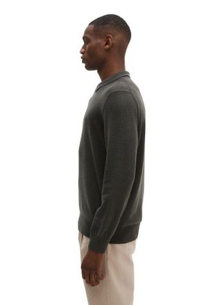 Marc O'Polo Langarm-Poloshirt aus softem Bio-Bauwoll-Schurwoll-Mix