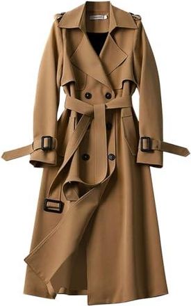 Generic Manteau en fourrure pour femme - Chaud et moelleux - Manteau long &eacute;l&eacute;gant &agrave; double boutonnage - Veste en laine avec ceinture pour femme - V&ecirc;tement de 