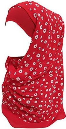 Lina & Lily Hijab mousseline pour femmes musulmanes, foulard écharpe à fleurs (Rouge)
