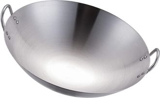 DOITOOL 1 St&uuml;ck Edelstahl-Wok-Pfanne Mit Deckel Tiefe Bratpfanne Mit Antihaftbeschichtung Deckel Schmorpfanne Mit Antihaft-Pfanne K&uuml;chen-Wok Antihaft-Doppelgr