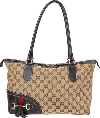 Gucci Crossbody Bags - Gucci GG Monogram Horsebit Handbag - Gr. unisize - in Braun - f&uuml;r Damen