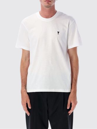 Ami T-shirt &agrave; col rond en coton avec logo Ami de Coeur brod&eacute; et &eacute;paules tombantes