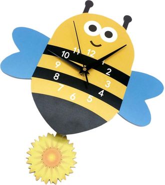 Cabilock Kinderzimmer Cartoon Wanduhr Bienenform Kunststoff Geräuschlos Ohne Batterie Dekorative Wanduhren Für Kinder Und Familien