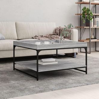 vidaXL Couchtisch Grau Sonoma 80x80x45 cm Holzwerkstoff und Eisen Vidaxl