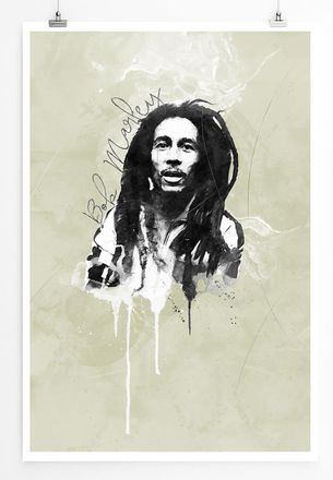 Paul Sinus Art Bob Marley 90x60cm Splash Art Wandbild als Poster ohne Rahmen gerollt