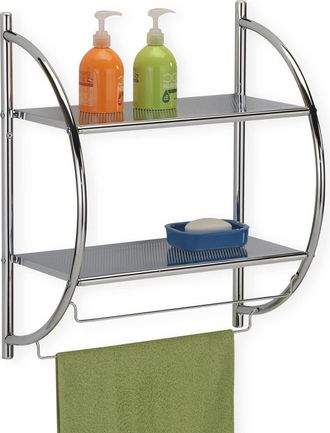 IDIMEX Badregal Wandregal Wand- Handtuchhalter Janine, 2 Ablagen, aus Metall gefertigt, hochwertig verchromt/Chrom